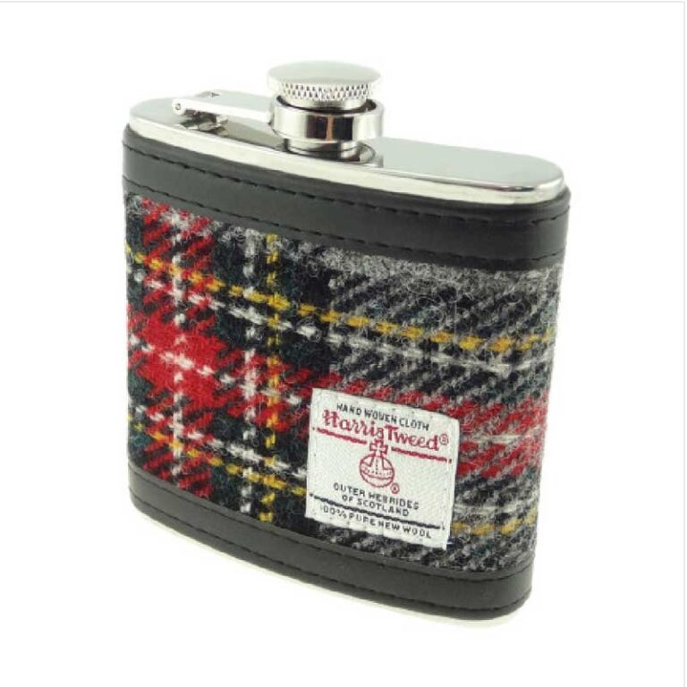 Harris Tweed 6oz Hip Flask Grey and Red Tartan – Harris Tweed Shop