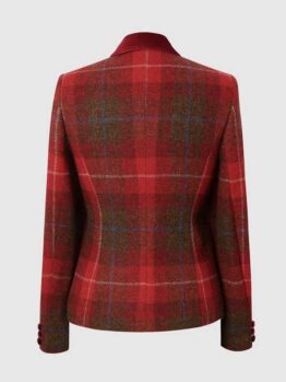 Veste femme Harris Tweed Amy – Tartan rouge – Boutique Harris Tweed