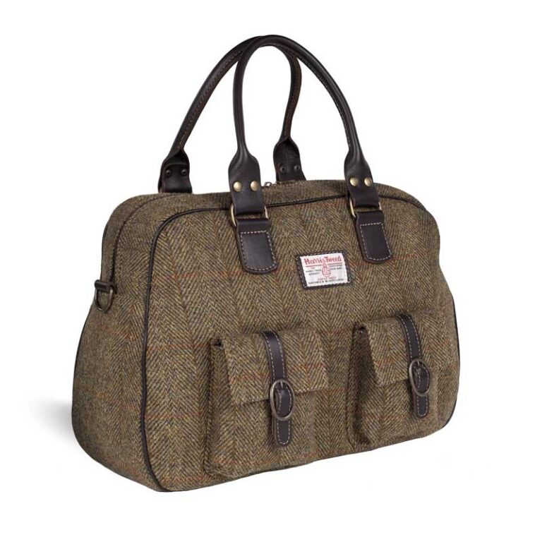 Harris Tweed Oxna Travel Bag – Mustard Check – Harris Tweed Shop